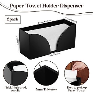 2Pack Paper Towel Dispenser Countertop Black Acrylic Paper Towel Holder for Bathroom Folded Paper Towel Dispenser Clear Trifold Napkin Holder for Z-fold, C-fold, MultiFold Trifold - Home Kitchen