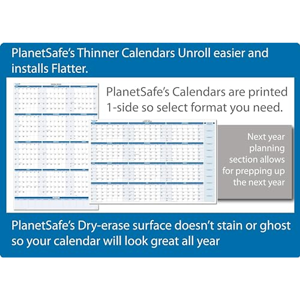 PlanetSafe Calendars Vertical Sky Blue July 2023 to June 2024 Fiscal/Academic Year 12 Month Wall Calendar Large 48 x 32 - Dry & Wet Erasable with Next Year Planner - Great for Office & Projects
