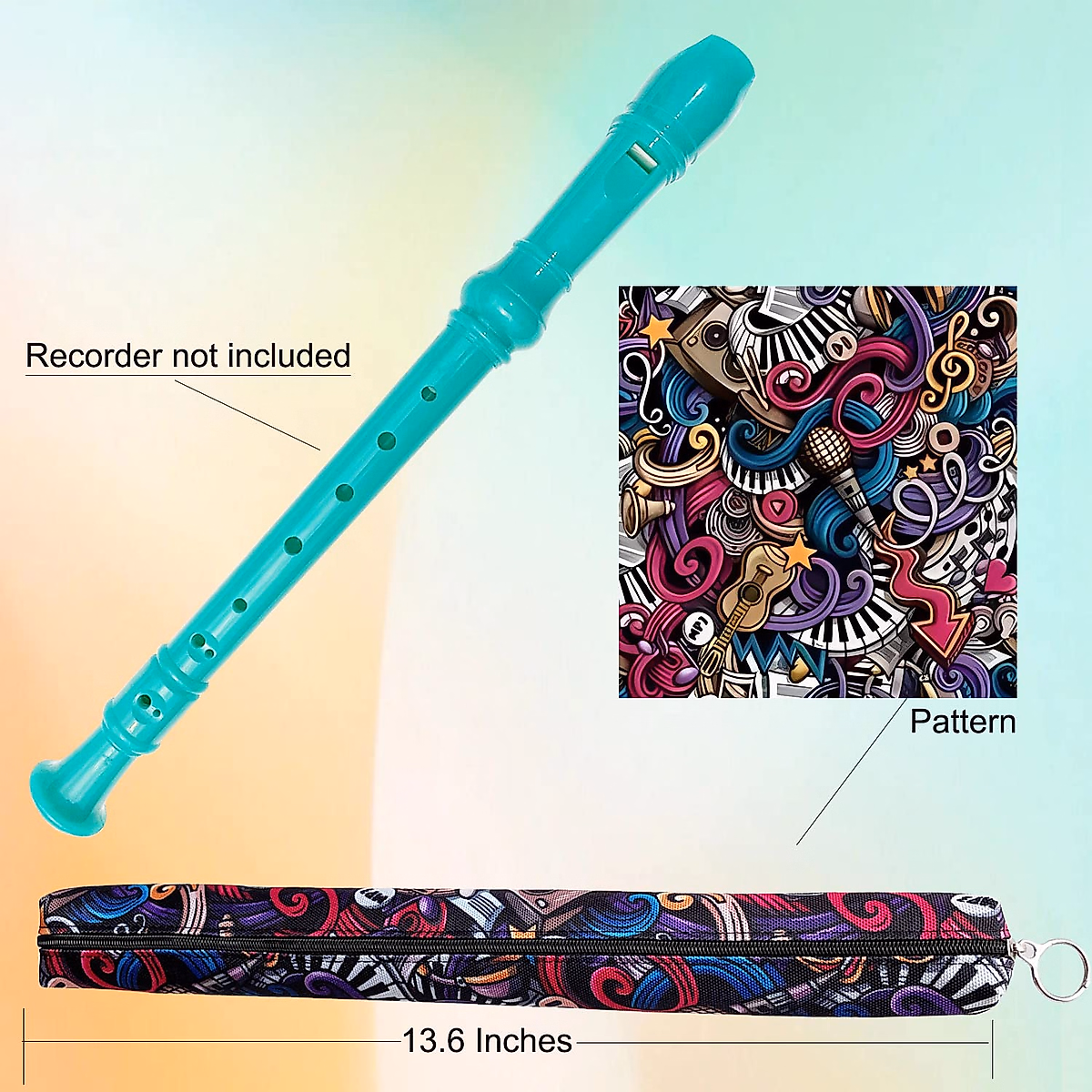 Auteey Flute Storage Case Bag Recorder Gift Bag, Portable Oxford Fabric Vertical Flute Bag for Recorders