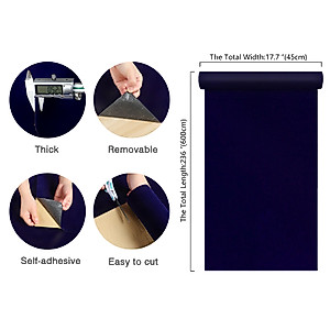 CHIHUT Dark Blue Self Adhesive Velvet Drawer Liner for Jewelry Dresser Velvet Wallpaper Peel and Stick Velvet Flocking Liner Soft Felt Fabric Contact Paper for Jewelry Box Liner DIY Craft 17.7''x236''