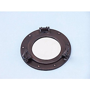 Hampton Nautical Bronze Decorative Ship Porthole Nautical Mirror, 8"