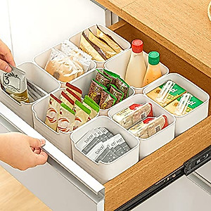 Poeland Desktop Storage Organizer Small, Plastic Storage Container for Desk, Cabinet, Drawer, Fridge, Office, Bathroom and Kitchen (3 Pack)