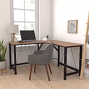 Amazon Basics L-Shape Office Corner Desk, 55-Inch, Espresso