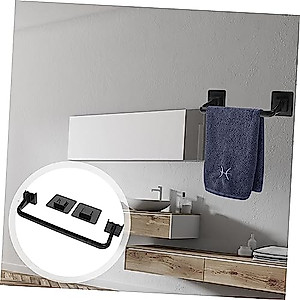 Amosfun Rag Towel Bar Bathroom Towel Rack Stick on Towel Rack Towel Racks for Bathroom Wall Mounted Wall Towel Mounted Towel Rack Rod Kitchen Towel Holder Hand Drying Pp Black