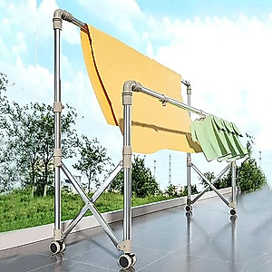 Foldable Stainless Steel Drying Rack Clothing, Retractable Collapsible Drying Rack Clothing, Double Pole Drying Rack, Space-Saving Laundry Rack, For Clothes, Towels, Indoor/Outdoor, With Castors ( Col