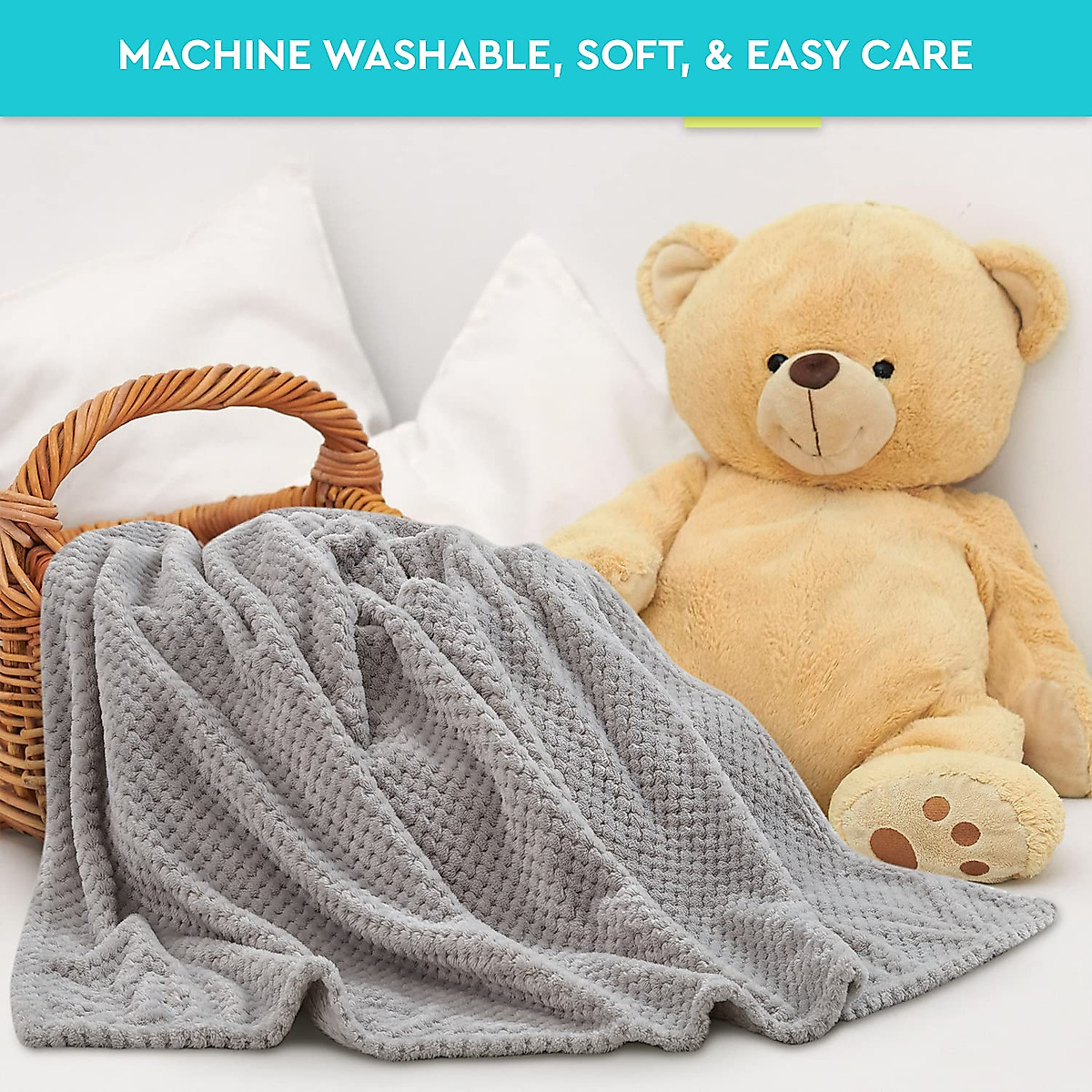 Baby Blanket for Girls and Boys - 40”x50” Grey - Toddler Blankets - Kids Throw - Newborn Blankets - Soft Lightweight Fleece for Bed, Crib, Stroller