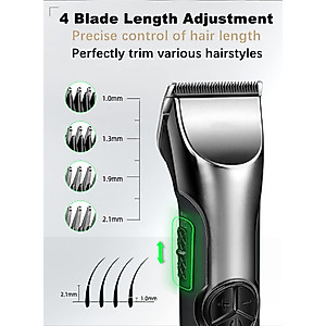 Professional Hair Hair Clippers for Men,T-Blade Zero Gapped Cordless Hair Trimmer Edger Clipper for Hair Cutting Rechargeable Hair Liners Electric Beard Trimmer Shaver With LED Display (sliver)