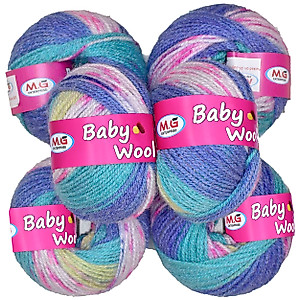 M. G ENTERRPISE Premium Baby Acrylic Wool PB-3 (200 gm) Baby Wool 4 ply Wool Ball Hand Knitting Wool/Art Craft Soft Fingering Crochet Hook Yarn, Needle Knitting Yarn Thread Dye N