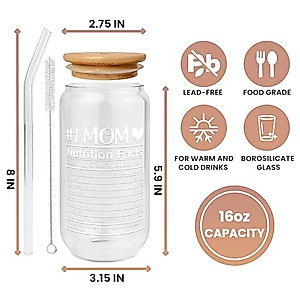 Gifts for Mom from Daughter, Son, Kids - Christmas Gifts for Mom, Mom Birthday Gifts, Mom Birthday Gift Ideas - Mom Gifts, New Mom Gifts - Funny Gift for Mom - Presents for Mom - 16 Oz Mom Can Glass