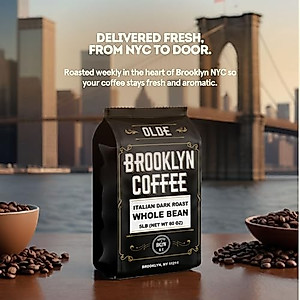 BROOKLYN COFFEE Whole Bean, Italian Dark Roast (2lb) Extra Strong, Delicious Taste, Heavenly Aroma - Fresh Bulk Coffee Beans Roasted Weekly in NYC