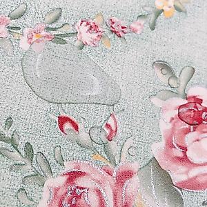 LovingWay Retro Floral Shelf Liner 17.7x177 Inch Self-Adhesive Dresser Drawer Covering Paper DIY Makeup Organizers Boxes Green Rose