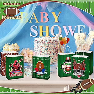 Outus 24 Pcs Football Party Favor Bags with Handles Football Paper Goodie Bags Sports Gift Candy Treat Bags Football Theme Party Decorations for Birthday Party Baby Showers Supplies