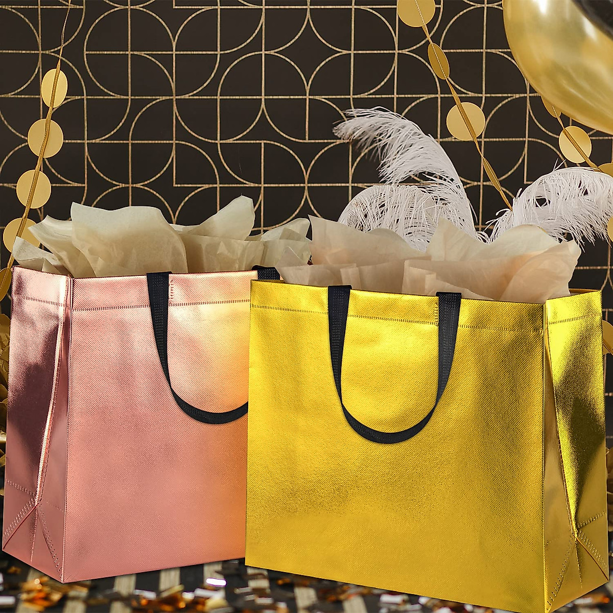 GITMIWS Sparkle Gift Bags with Tissues – Set of 18 Mix Color Reusable Gift Bags Large size - Perfect as Goodie Bags, Birthday Gift Bag, Party Favor Bags, Christmas Gift Bags