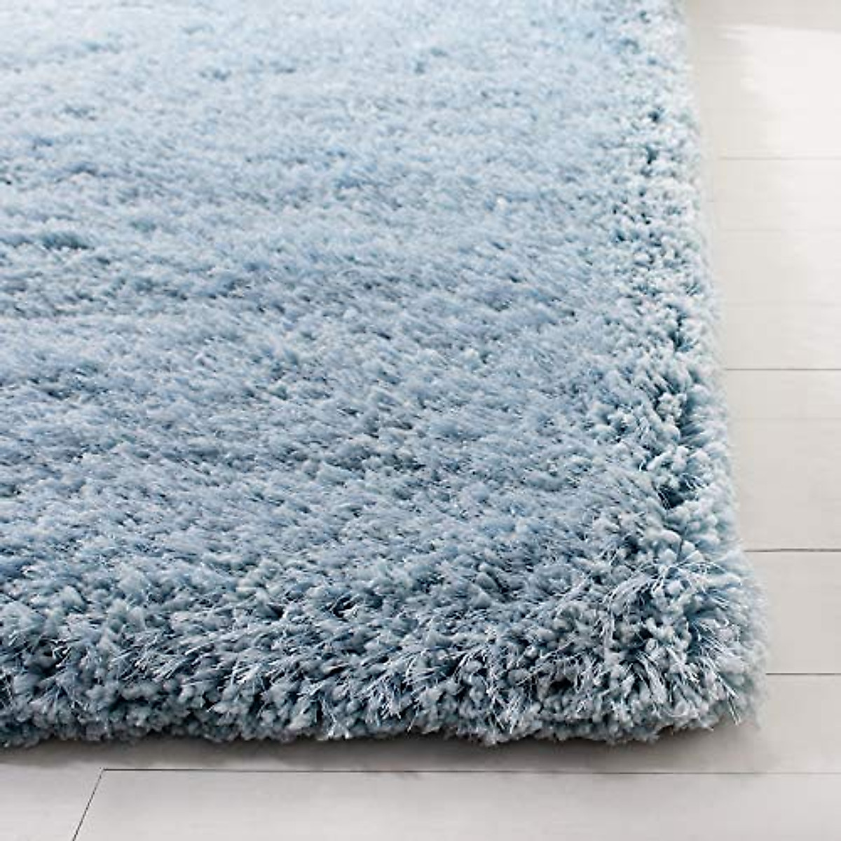 SAFAVIEH Supreme Shag Collection 8' x 10' Light Blue SGS621D Handmade Solid 1.5-inch Thick Area Rug