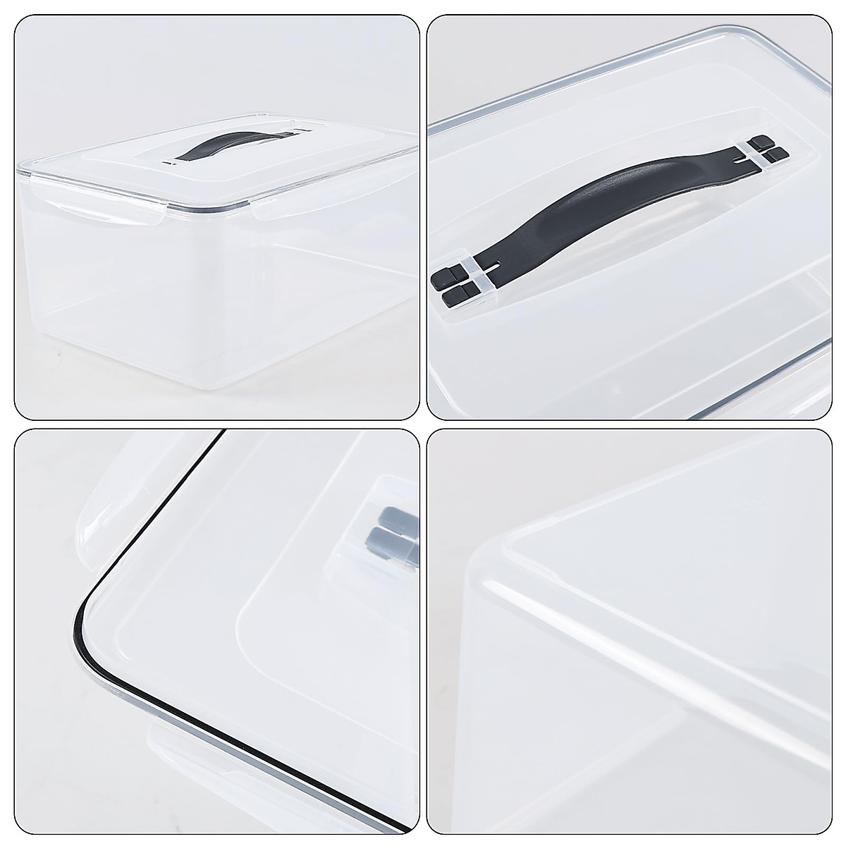 Qskely 4-Pack 15 Quart/14.5 L Kitchen Airtight Food Storage Container Set, Bread Keeper with Airtight Lid