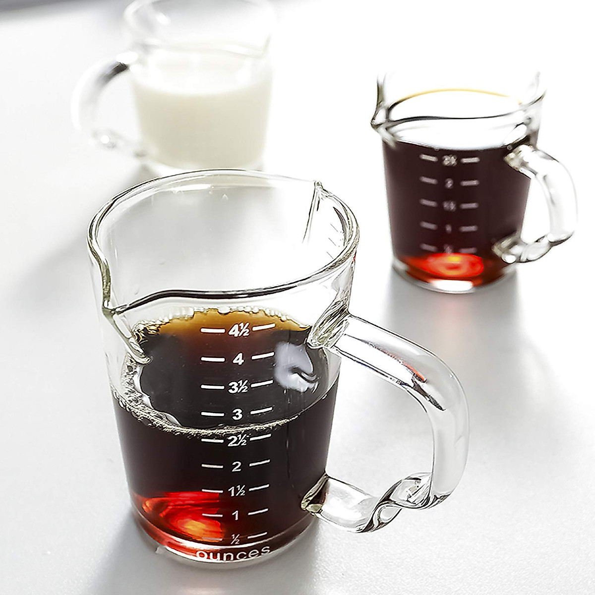 150ml Glass Measuring Cup Double Spouts Espresso Cup Shot Glass Heat-Resistant Handle Transparent Scale Ounce Measure Jugs Mixing Mug for Bar Party Wine Milk Coffee Liquid Heavy Glass Measuring Cup