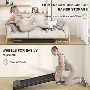 MJWW Walking Pad, 300lbs Treadmill Under Desk with 2.5HP Motor, Walking Pad Treadmill for Home and Office, Installation-Free Standing Desk Treadmill with Remote Control, LED Display (Black BA01)