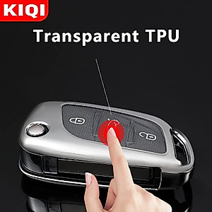 BNHUY for Peugeot Citroen C1 C2 C3 C4 C5 DS3 DS4 DS5 DS6 Soft TPU Car Folding Flip Key Case Cover Shell Protector Accessories (Color Name: Red)