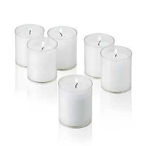 20 Pc 24 Hour Burn White Votive Candles Unscented in Clear Plastic Cups | Long Lasting Plain Votive Candles Bulk