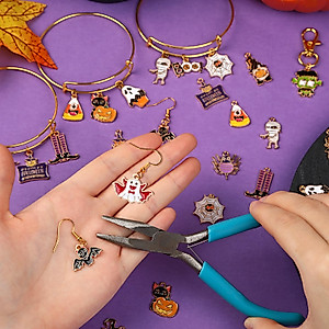 MARFOREVER 40 Pcs/20 Pairs Halloween Charms, Enamel Halloween Charms Bulk Pumpkin Bat Skeleton Witch Spider Candy Charm Pendants for Jewelry Bracelet Necklace Making