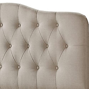 Rosevera Harriman Adjustable Heigh Headboard with Linen Upholstery and Button Tufting, Queen, Beige