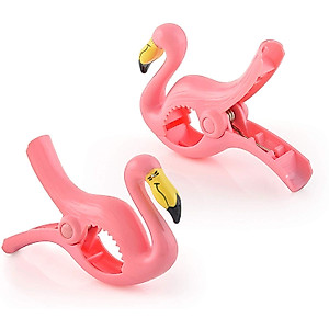 Flamingo Beach Towel Clips Jumbo Size for Beach Chair, Cruise Beach Patio, Pool Accessories for Chairs, Household Clip, Baby Stroller.