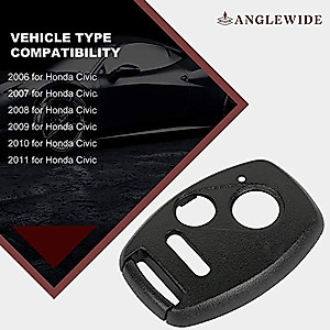 ANGLEWIDE 1pad Flip Key Fob Keyless Entry Remote Control SHELL CASE Replacement for Civic LX 06-11 3 Buttons