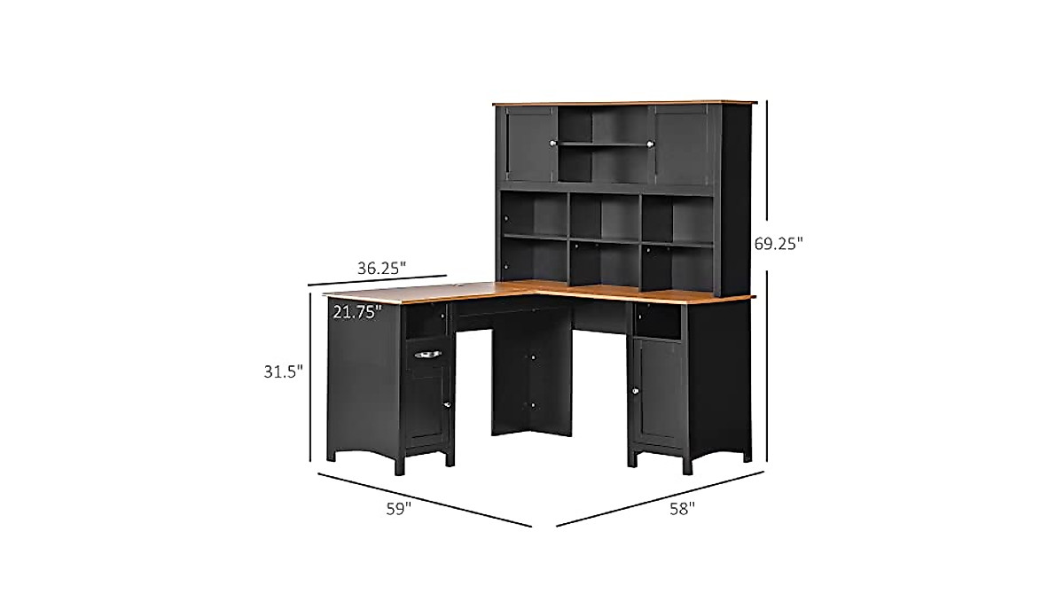 HOMCOM L-Shaped Computer Desk with Ample Storage