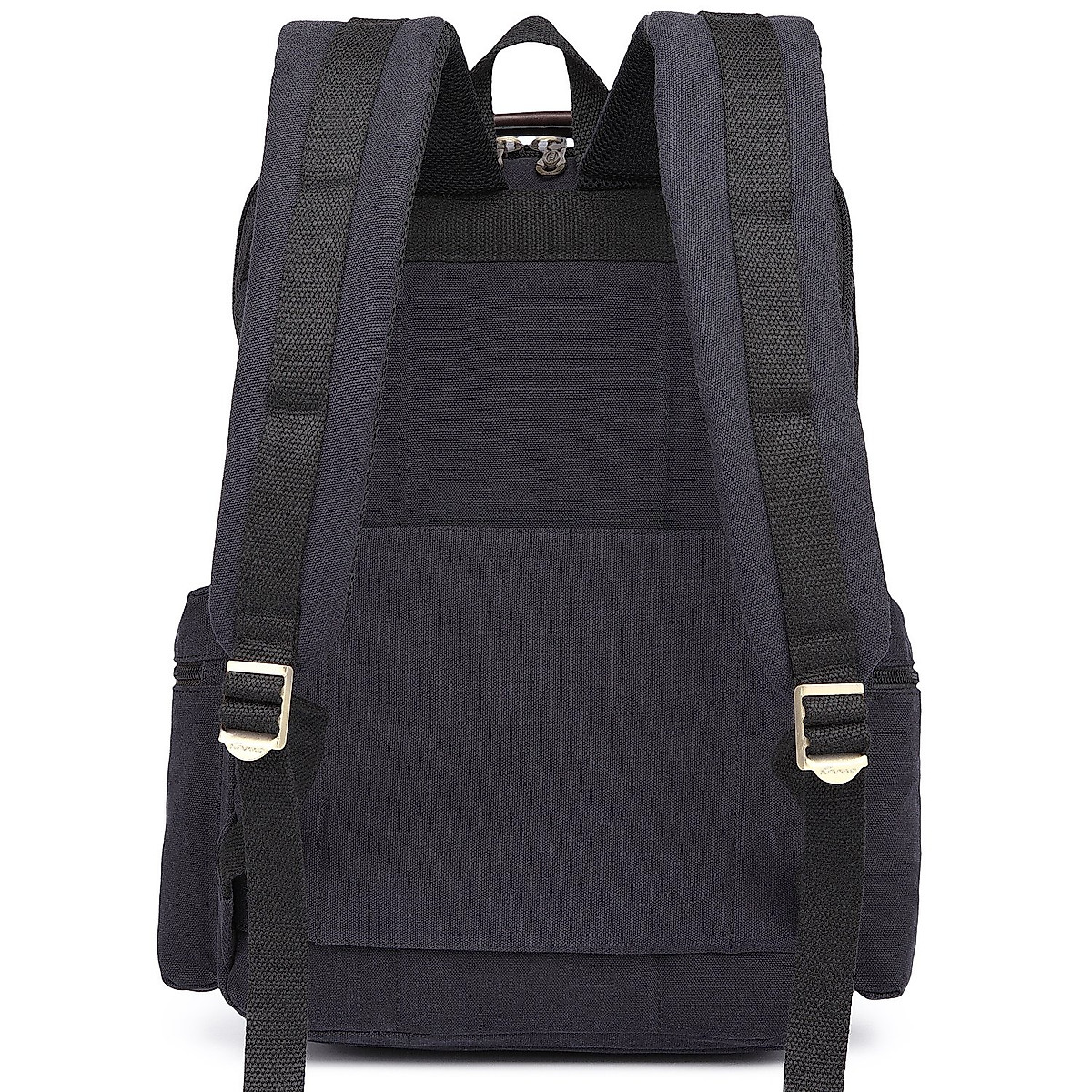 KAUKKO Fashion Spacious Canvas Laptop Knapsack with Sleeve Backpack for Men-Black