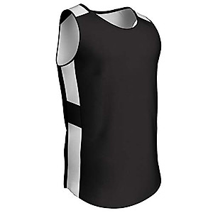 CHAMPRO Women's Standard Crossover Reversible Basketball Jersey, Black, White, 2X-Large