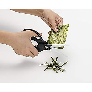 Kyocera Ceramic Scissors, Overall length 7.2" with 2.7" Long Blades, Black Handle With White Blades