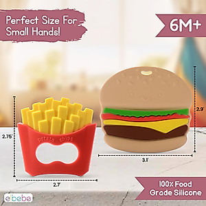 Elbebe Silicone Teething Toys - Baby Teething Toys - Baby Teether - Silicone Teethers for Babies - Baby Chew Toys - Silicone Baby Teether - Infant Teething Toys - Hamburger & Fries - Set of 2