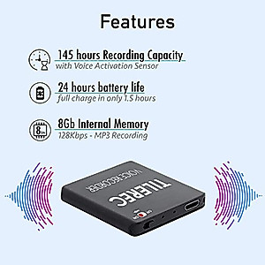 TileRec - Slimmest Voice Activated Recorder with 145 Hours Recording Capacity, MP3 Records, 24 Hours Battery Time, Metal Case – by Atto Digital