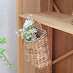 GYASVWU Woven Hanging Basket Water Hyacinth Hanging Wall Basket Wicker Handmade Baskets for Garden Farmhouse Home (Seagrass mouth)