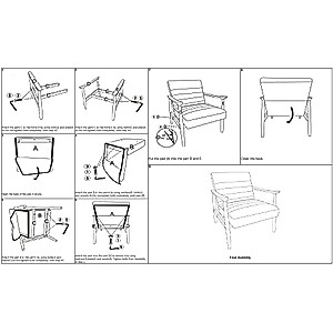 Homestripe Mid-Century Modern Channel Tufted Accent Chair with Wood Arms for Living Rooms, Bedrooms and Small Offices,Set of 1, Beige