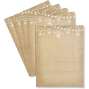 Pipilo Press 100 Sheets Mason Jar and String Light Rustic Stationary Paper for Penpal Supplies, Vintage Writing Letterhead Paper, Decorative Printer Paper Bulk Pack (Letter Size, 8.5 x 11")