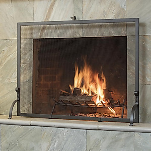 UniFlame, S-1158, Small Single Panel Olde World Iron Finish Fireplace Screen