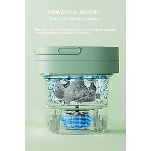 Small Portable Washing Machine, Mini Washer 9L High Capacity with 3 Modes Deep Cleaning for Underwear, Baby Clothes, or Small Items, Foldable Washing Machine for Apartments, Camping, Travel (Green)