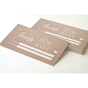 Your Main Event Prints Bridal Shower Games – Kraft Minimalist Style (How Many Kisses Game), Includes 1 5x7 Stand and 50 Guessing Cards