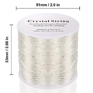 0.8mm Elastic String, 393.7ft Clear Crystal Stretch Cord Clay Beads String for Bracelet Handcrafts Necklace Jewelry Making