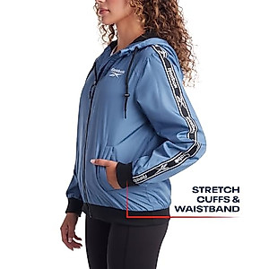 Reebok Women's Jacket - Weather Resistant Fleece Lined Windbreaker Jackets for Women – Cozy Zip Up Hoodie Jacket (S-XL), Size Small, Hoops Blue