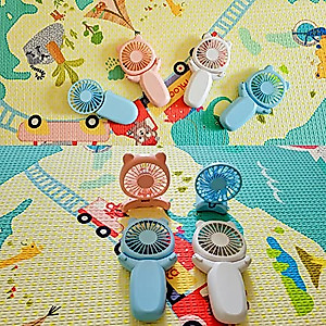 Yuewilai Portable Personal Neck Fan 3 in 1 Handheld/Wearable/Desk Mini Fans, Rechargeable Hanging Adjustable 3 Speed with Long-Lasting Battery for Travel Sports Home Traveling Office (White Cute)