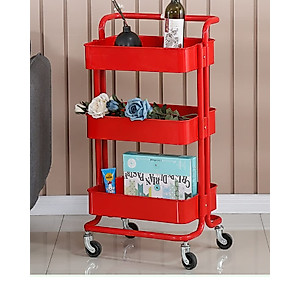 QUANJJ Kitchen Rack Trolley Storage Rack Removable Wheeled Vegetable and Fruit Side Basket Storage Rack