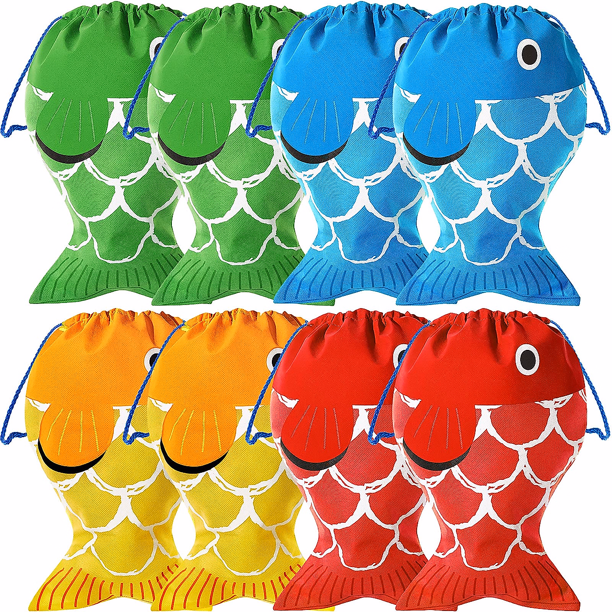 Weewooday Little Fisherman Drawstring Backpack Bag Fishing Party Favor Boys Girl Party Supplies Camping Favor Goody Treat Bag (16 Pieces)