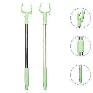 Veemoon 2pcs Closet Pole with Hook Telescoping Long Reach Stick Stainless Steel Clothing Hanger Garment Pole for Closet Shelf Ceiling