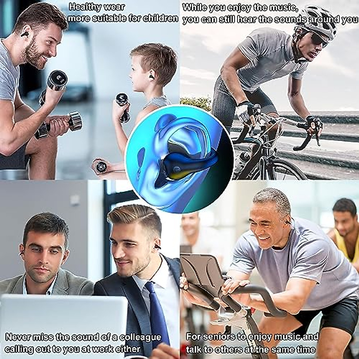 Wireless Earbuds,Wireless Open Ear Sport Headphones,Clip On Bluetooth Earbuds for Android iPhone,Air Conduction Headphones,Earring Bluetooth 5.3 Headset for Cycling,Running Workout,Running,Driving