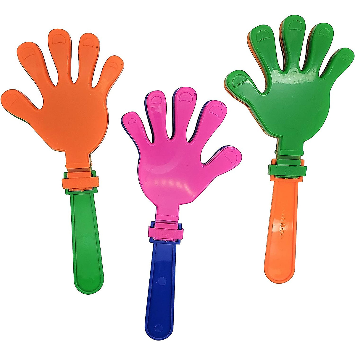 Colorful Large 7" Hand Clappers (12 Pack) Plastic. Perfect Noisemakers for Parties, Sporting Events, Graduation Celebrations, Birthday Surprise Party or any other Noise Requiring Occasion!