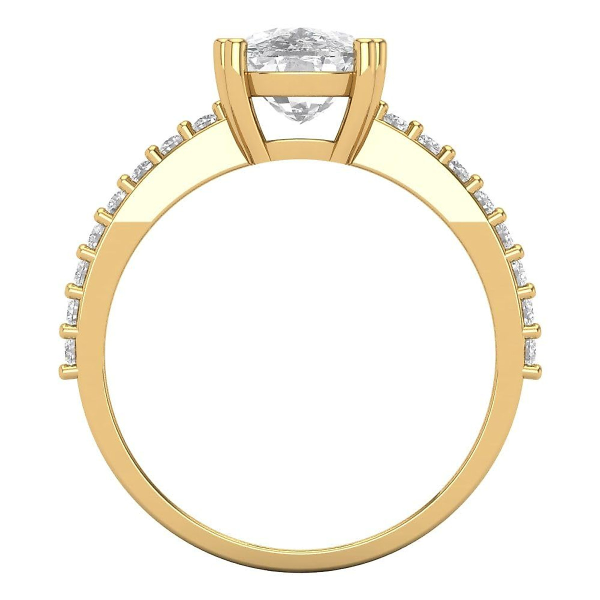 Clara Pucci 3.50 ct Cushion Cut Solitaire Lab Created White Sapphire Designer Anniversary Bridal Engagement Ring 14k Yellow Gold 7