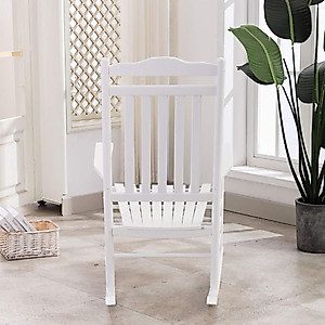 BplusZ Outdoor Rocking Chairs Set of 2 Patio Rocker Furniture for Porch Garden Lawn Indoor Classic Arm Chairs White