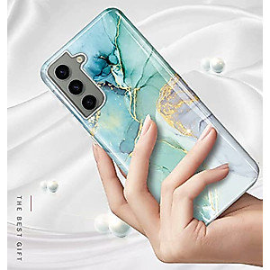 luolnh Galaxy S23 Case,Samsung Galaxy S23 Case Marble Brilliant Cute Design Shockproof Soft Silicone Rubber TPU Bumper Cover Skin Phone Case for Samsung S23 5G-Abstract Mint